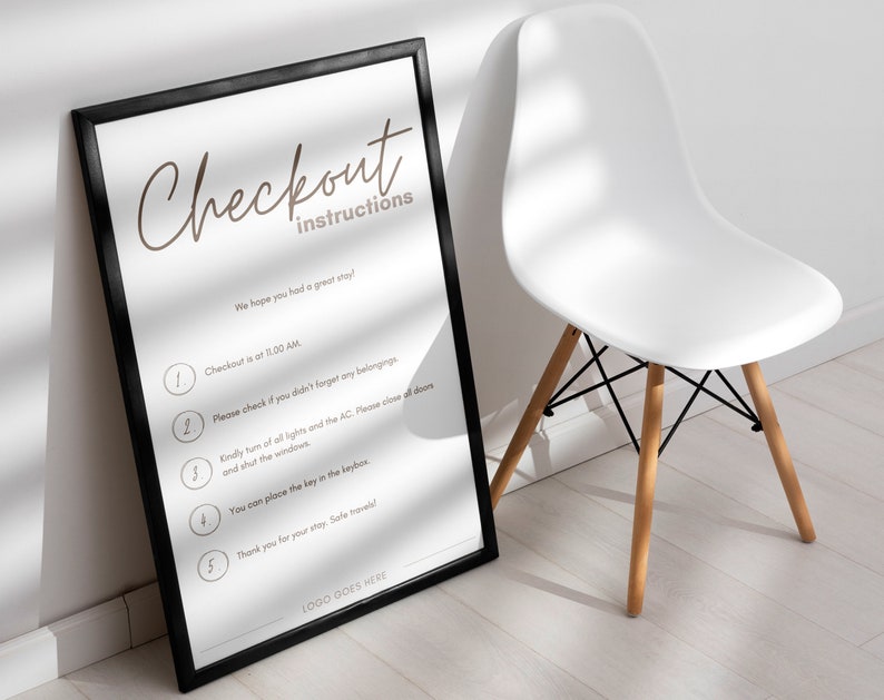 Checkout Instructions Sign Template Airbnb Guest and Host, Holiday ...