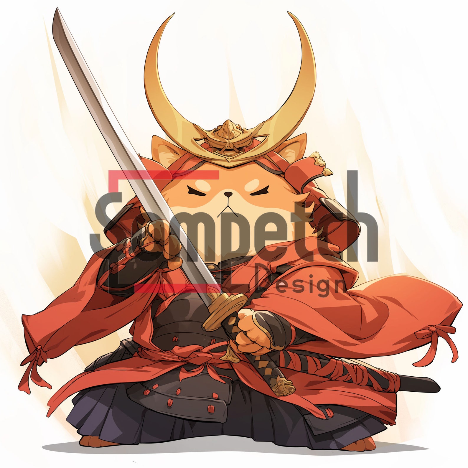 20 PNG File Panda, Sheep, Fox, Shiba Inu Samurai Costume, Digital ...