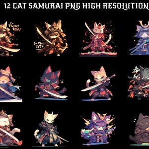 12 Cats Samurai PNG High Solution Digital Download - Etsy