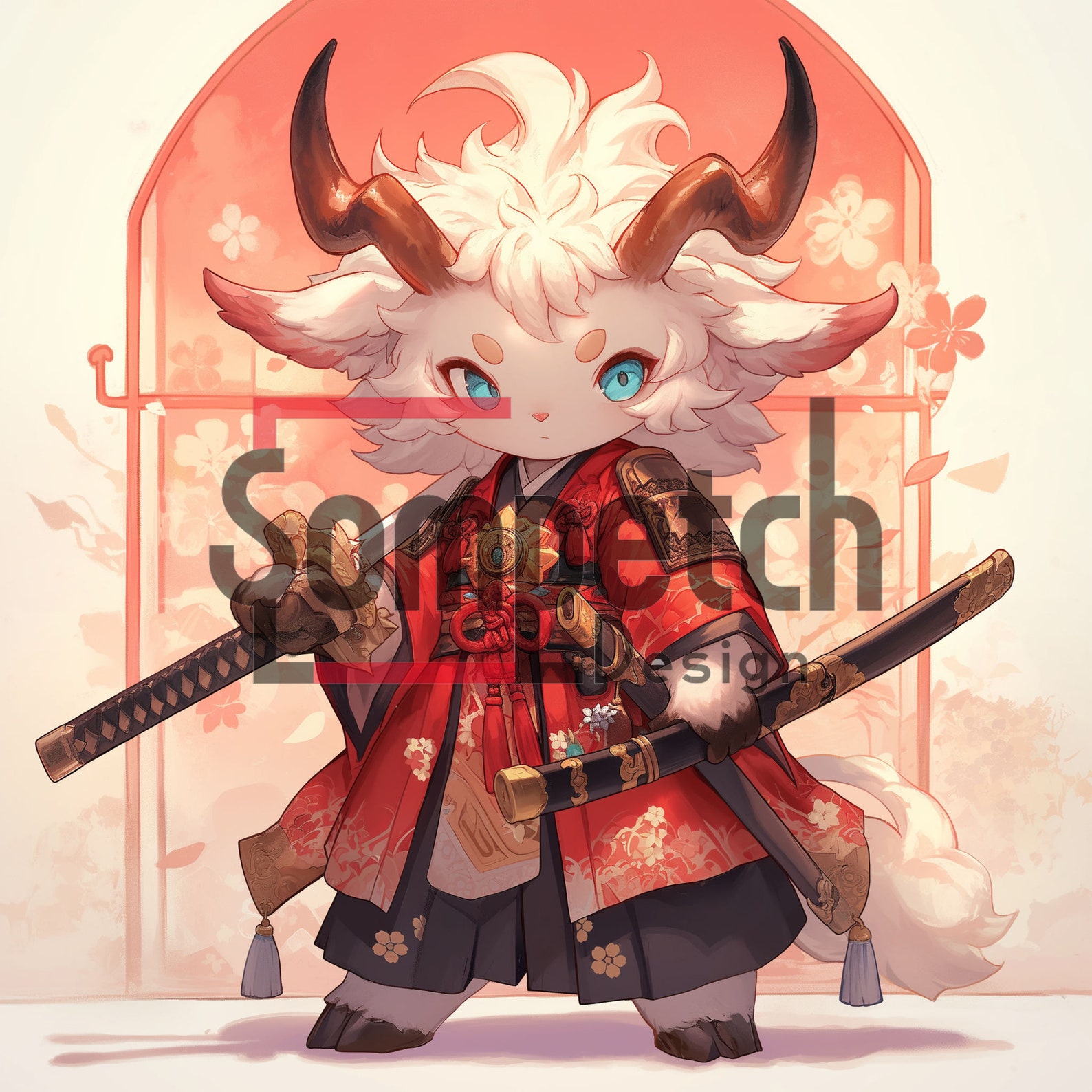 20 PNG File Panda, Sheep, Fox, Shiba Inu Samurai Costume, Digital ...