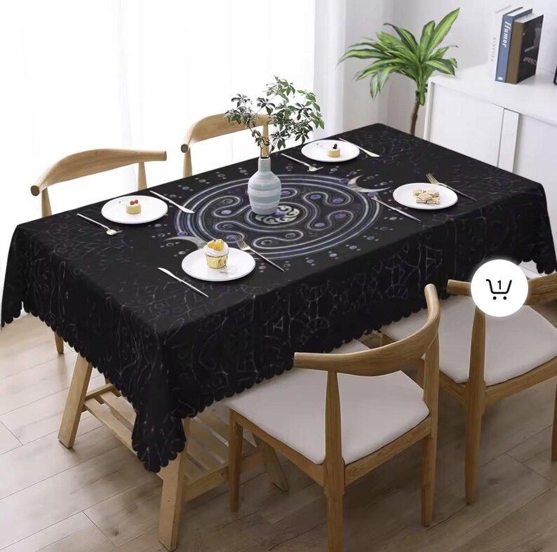 Triple Moon Goddess Hecate Wheel Tablecloth Rectangular Spillproof Goth ...