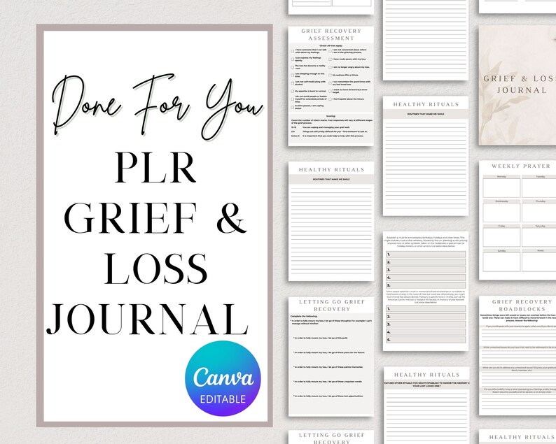 PLR Grief and Loss Journal, PLR Digital Products, Therapy Resources ...