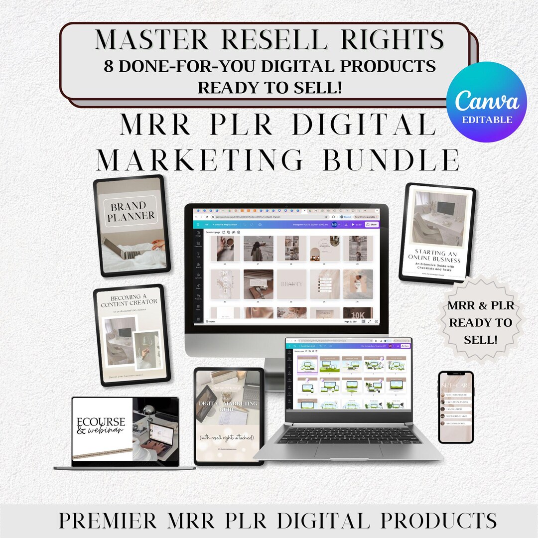 MRR PLR Digital Products Bundle Done for You Passive Income Private Label Rights Master Resell ...