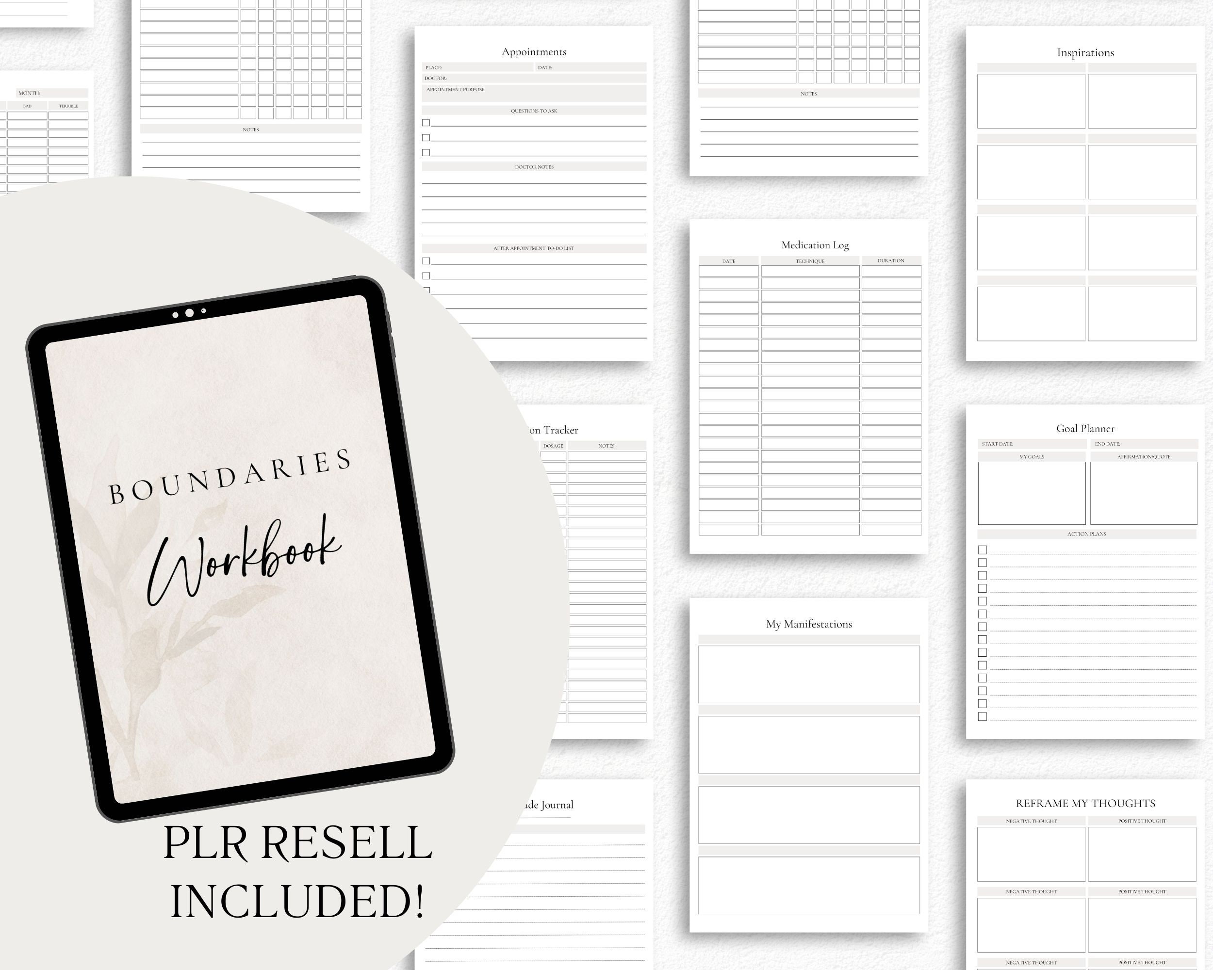 PLR Resell Therapy Worksheets Mental Health Resources Editable Canva ...