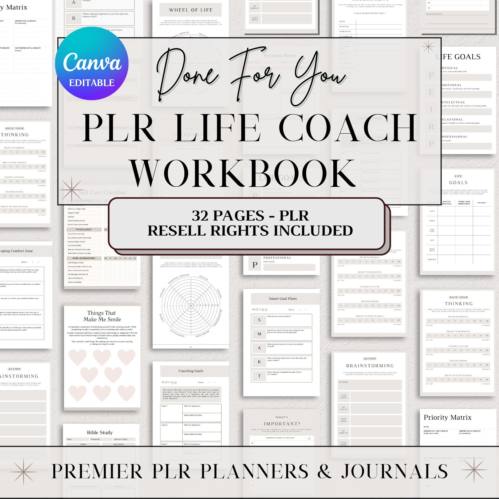 Life Coach Worksheet Bundle With PLR and MRR, Therapy Tools and ...
