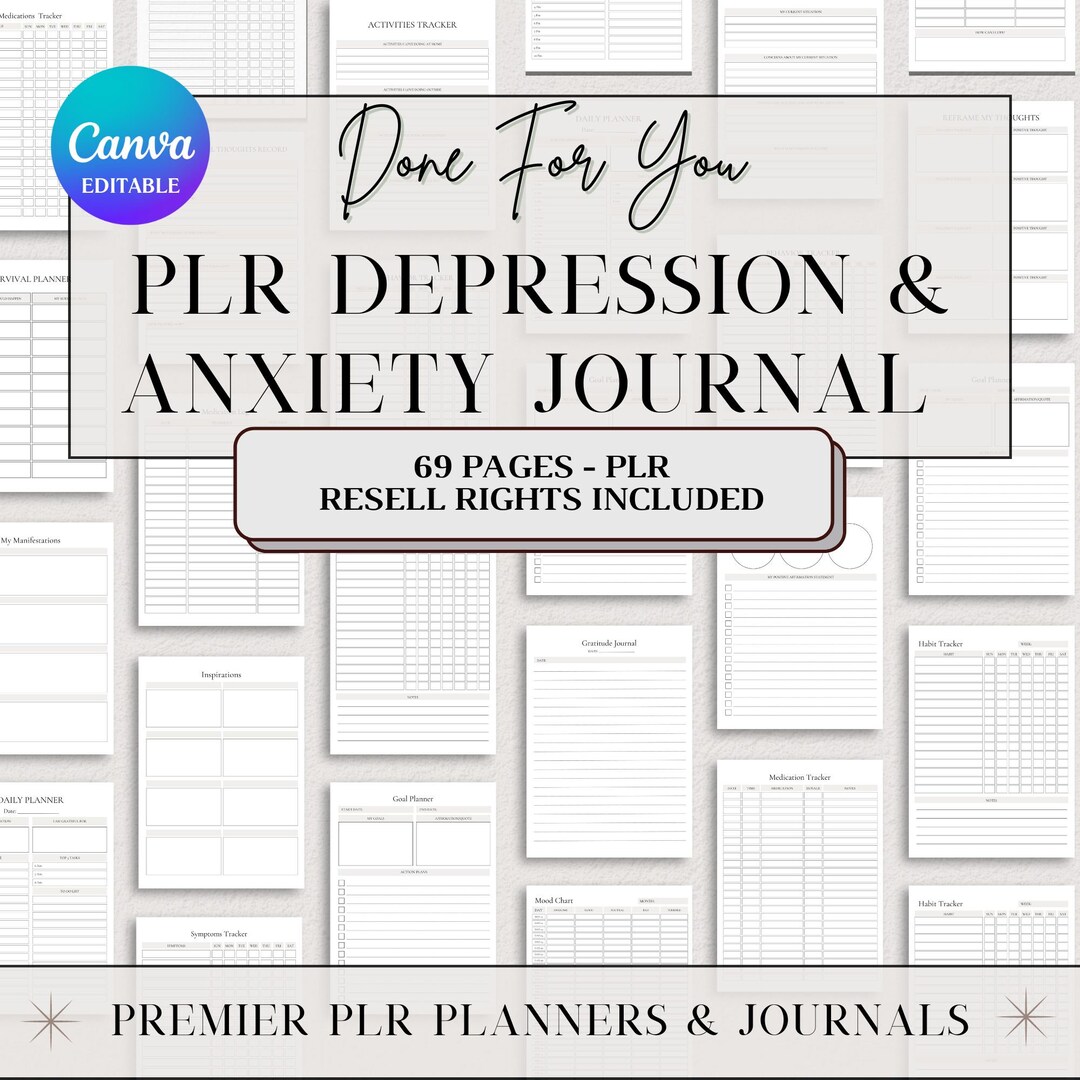 PLR Resell Anxiety and Depression Journal Commercial Use Printable and ...