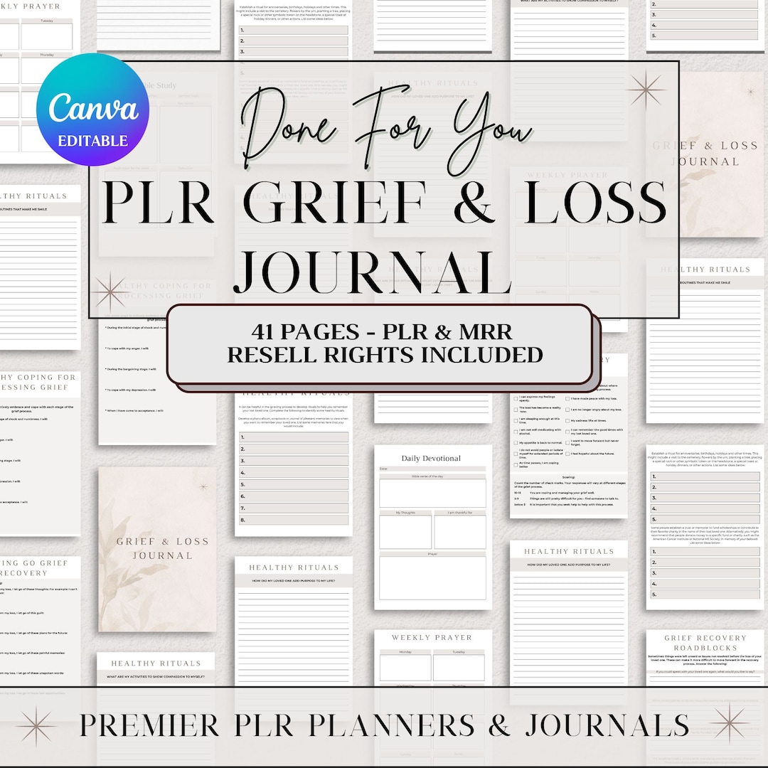 PLR Grief and Loss Journal, PLR Digital Products, Therapy Resources ...
