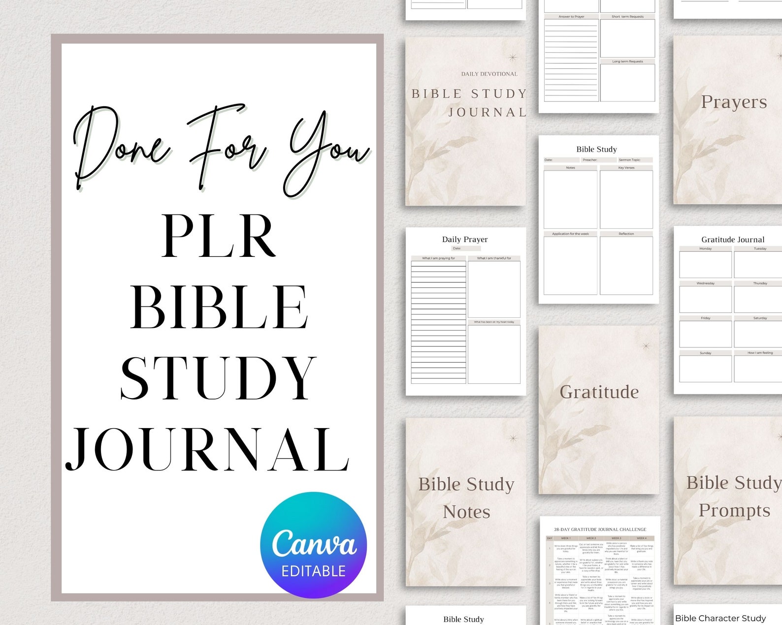 PLR Digital Journal, Bible Study Guide Journal Canva Template,womens ...