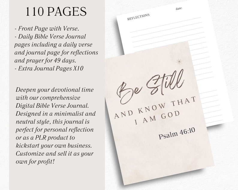 PLR Bible Verse Journal Printable Canva Editable PDF, Bible Study Guide ...