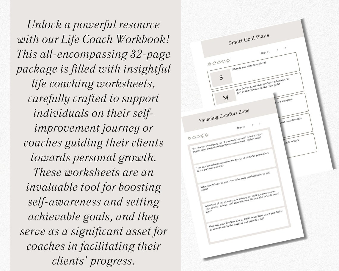 Life Coach Worksheet Bundle With PLR and MRR, Therapy Tools and ...