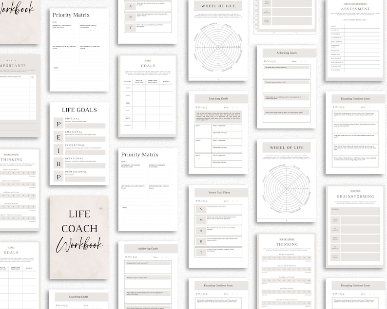 Life Coach Worksheet Bundle With PLR, Therapy Tools and Worksheets ...