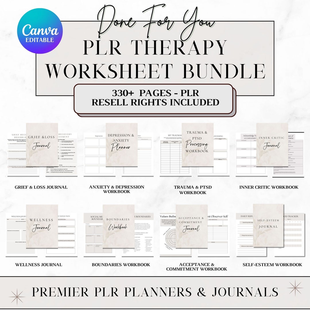PLR Resell Therapy Worksheets Mental Health Resources Editable Canva ...