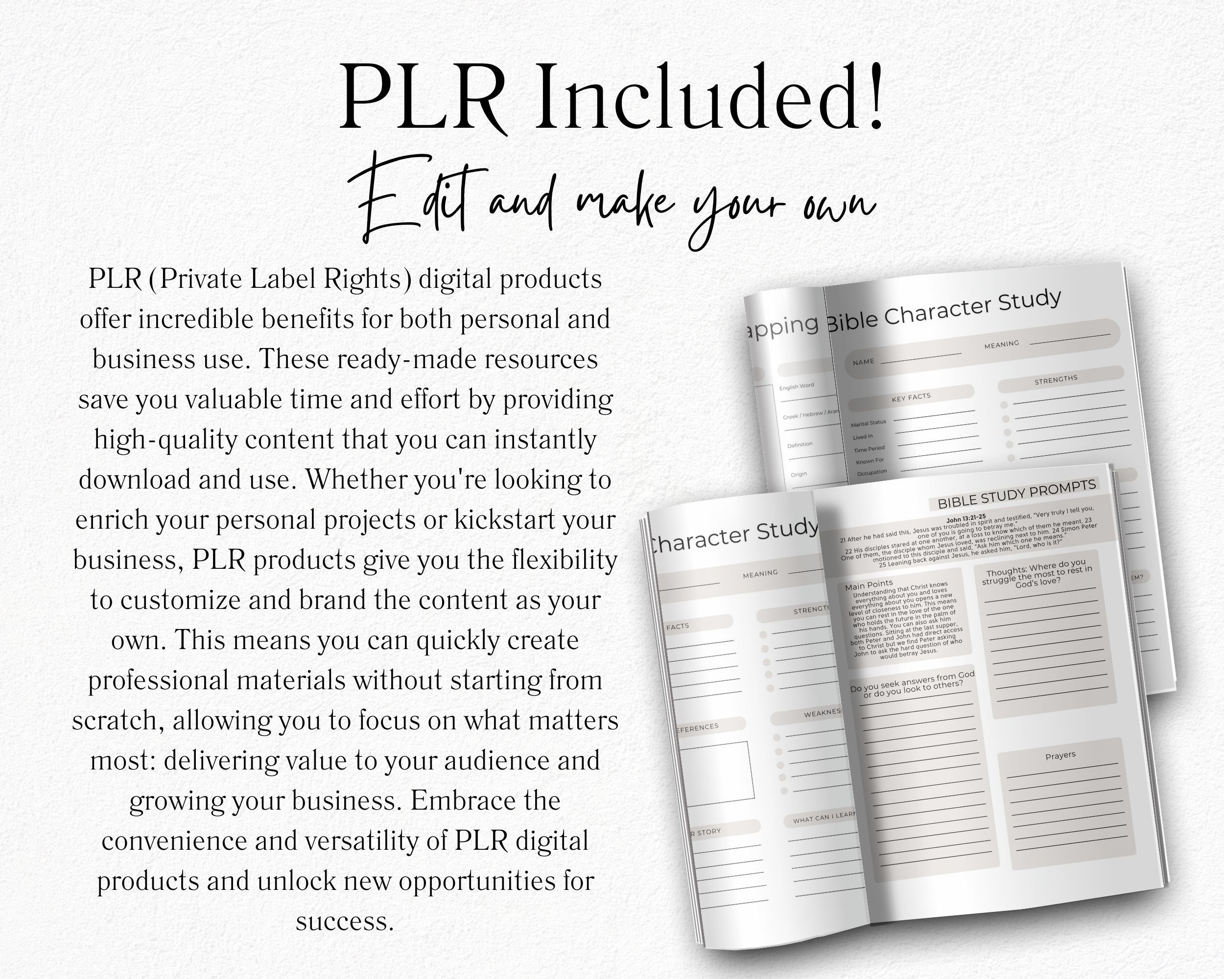 PLR Digital Journal, Bible Study Guide Journal Canva Template,womens ...