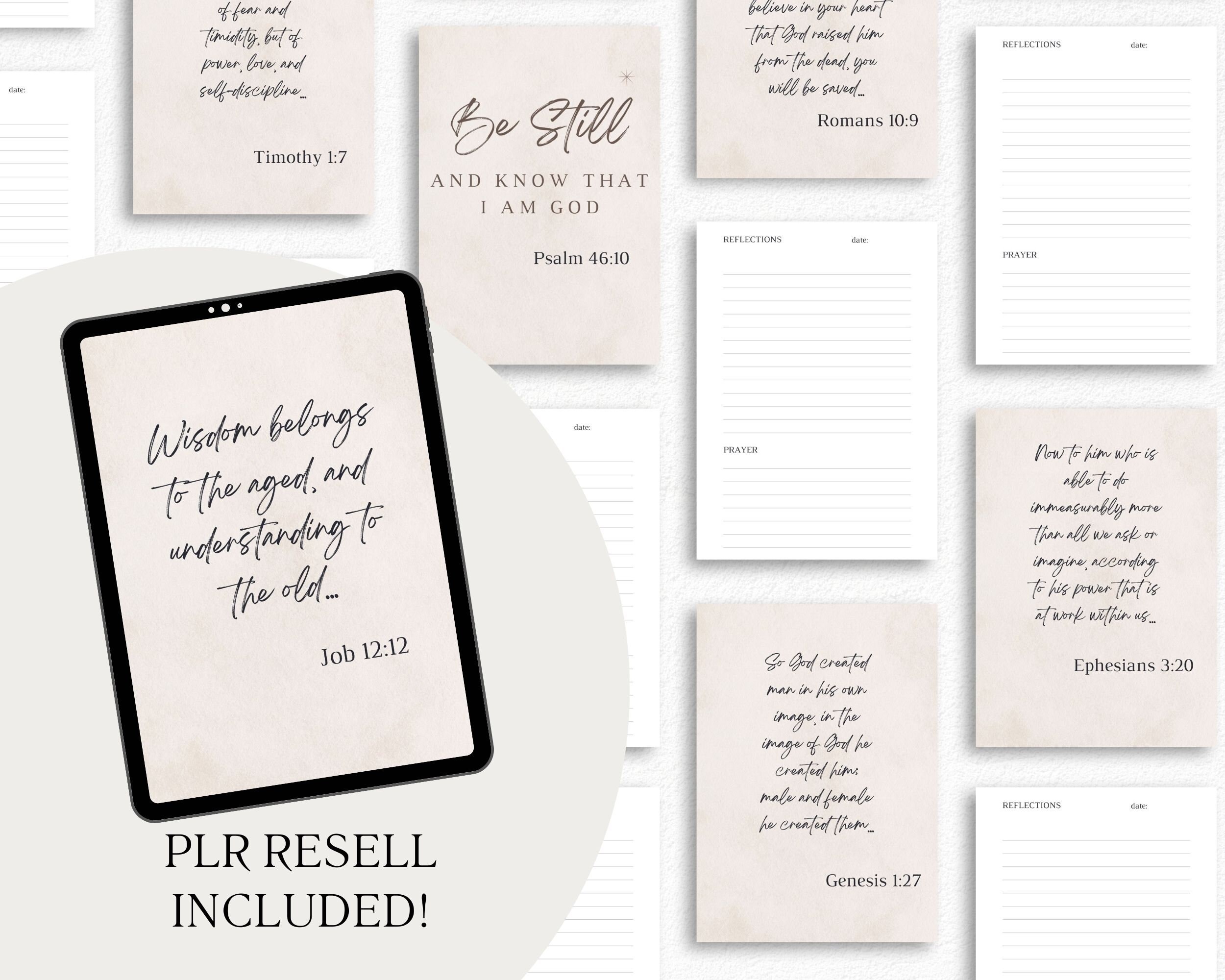 PLR Bible Verse Journal Printable Canva Editable PDF, Bible Study Guide ...