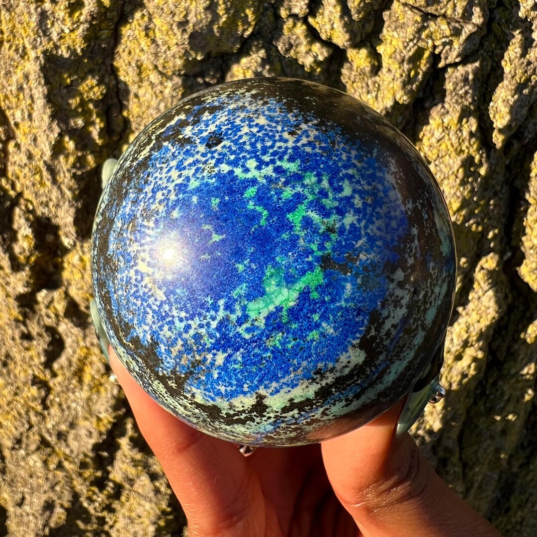 RARE Brilliant Blue Azurite With Malachite Sphere - Etsy
