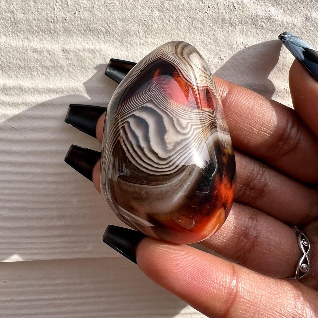 Banded Silk Agate Palm Stone - Root + Sacral Chakra - Etsy