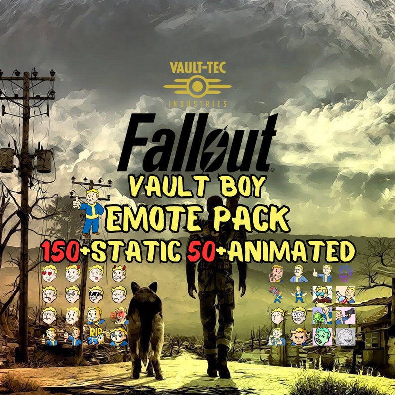 Vault Boy Emote Pack: 150 PNG & 50 GIF Files Fallout Themed Emotes for ...