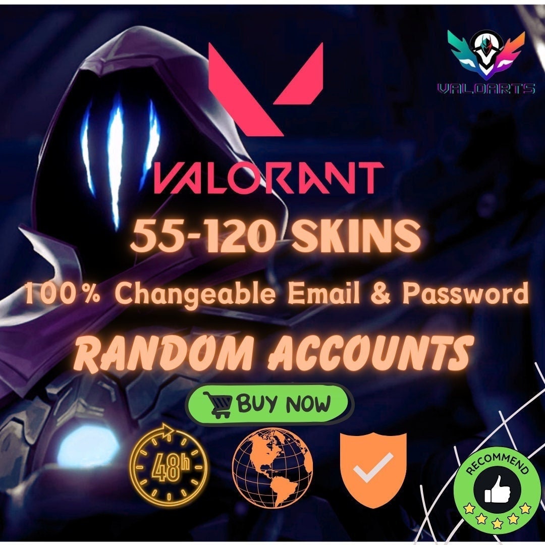 VALORANT Account 55-120 Skins 100% Changeable Email Random Accounts - Etsy