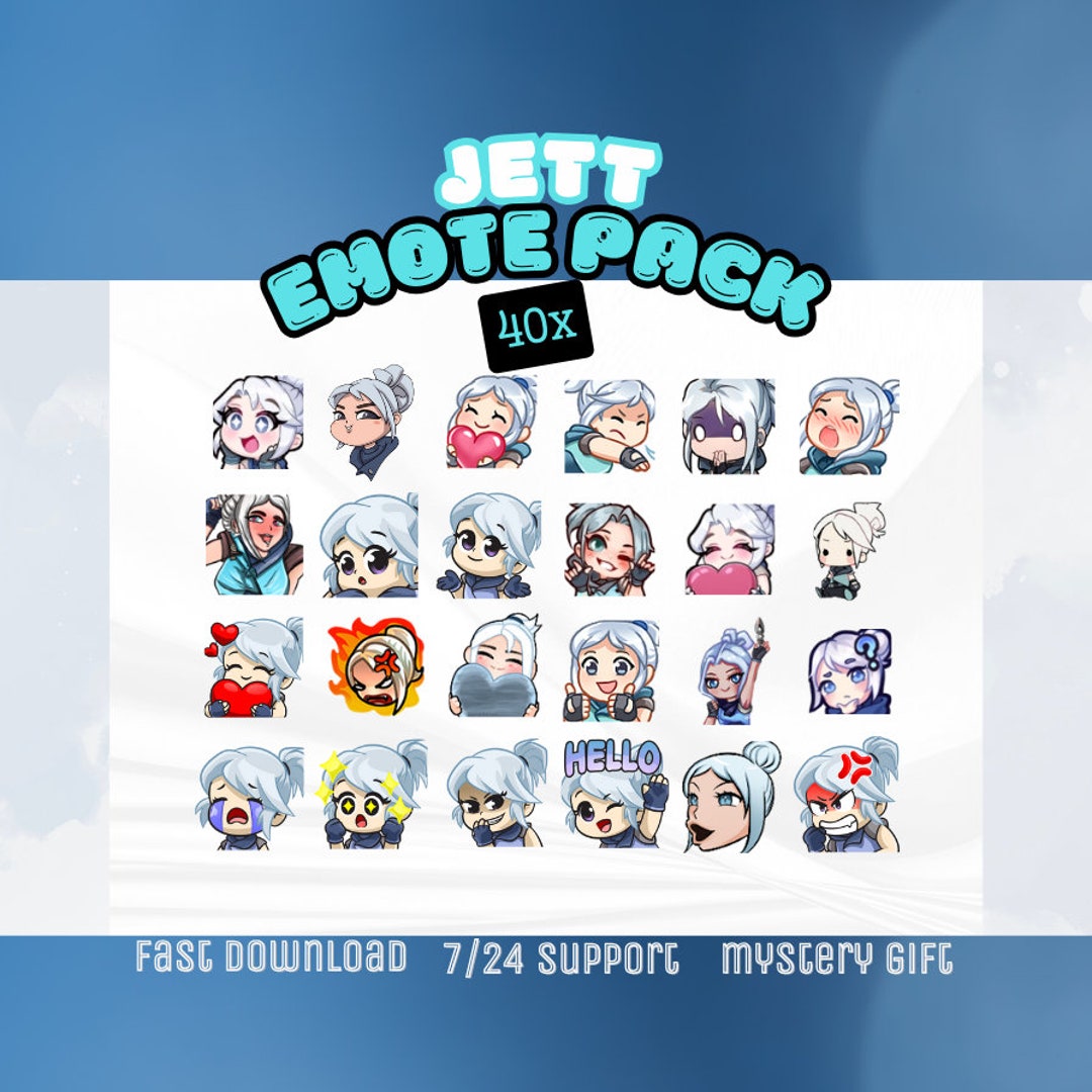 Valorant Jett Emote Pack 40 Custom Emotes for Discord & Twitch Assets ...