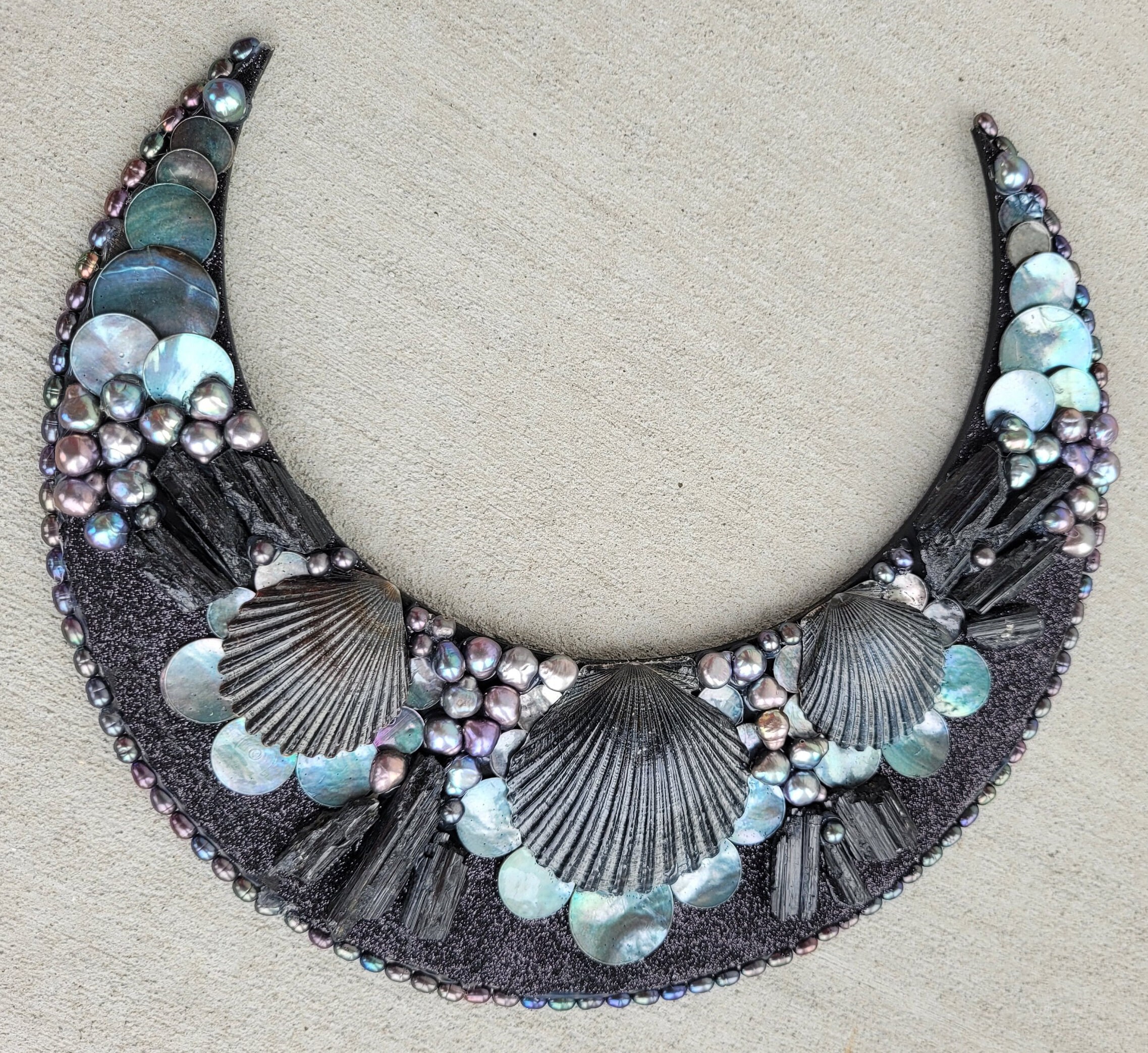 Handmade OOAK Seashell and Mother of Pearl Mosaic Crescent - Etsy