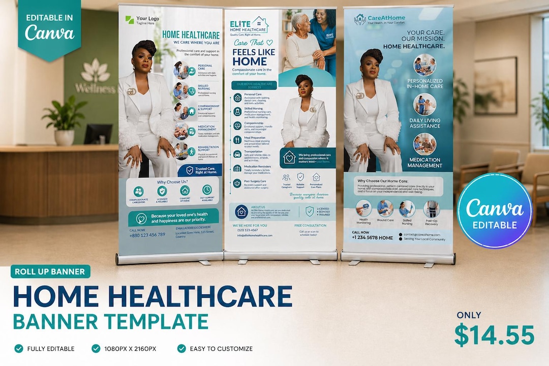 Home Healthcare Roll-up Banner Template | Editable Marketing Design ...