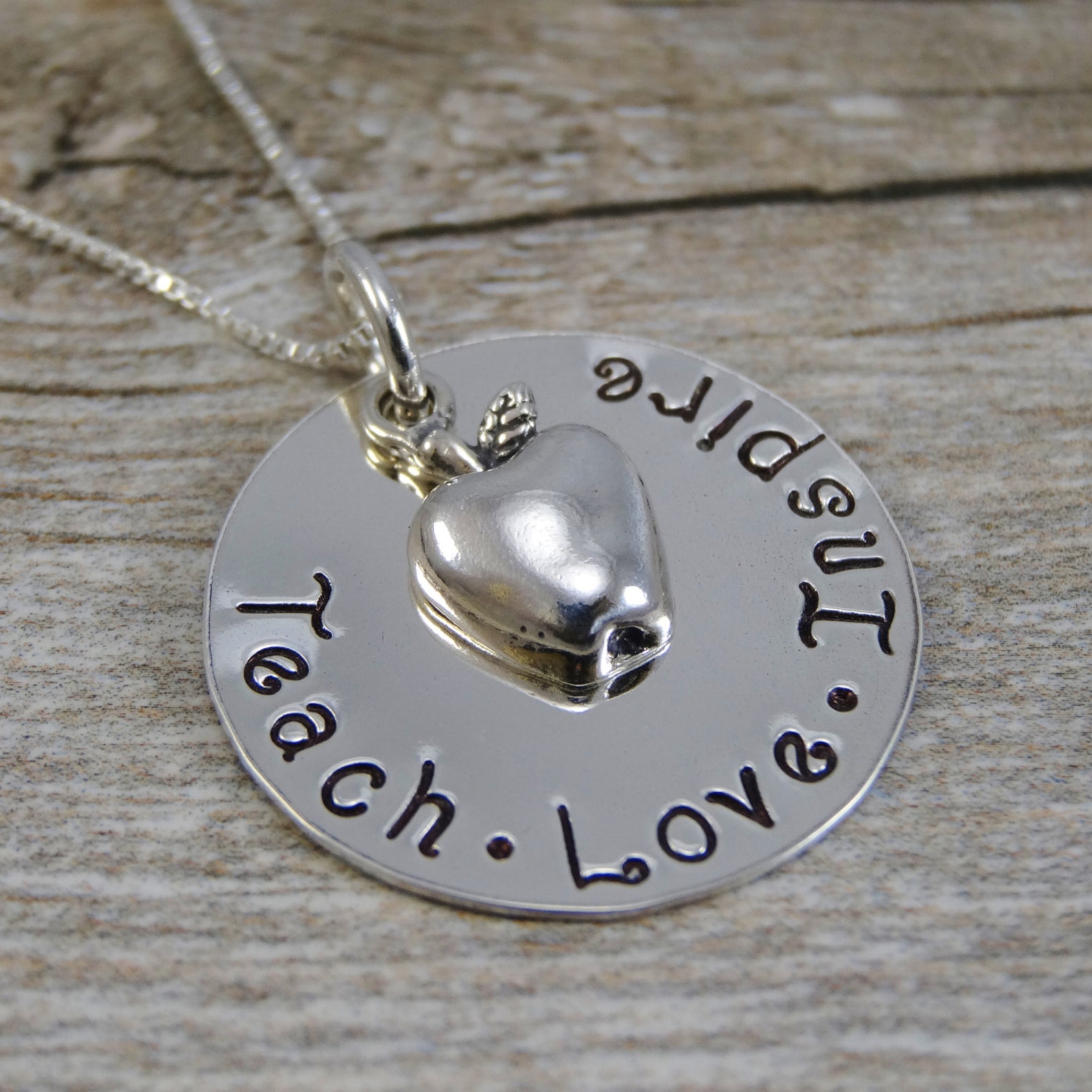 Hand Stamped Jewelry Personalized Jewelry Teach Love | Etsy