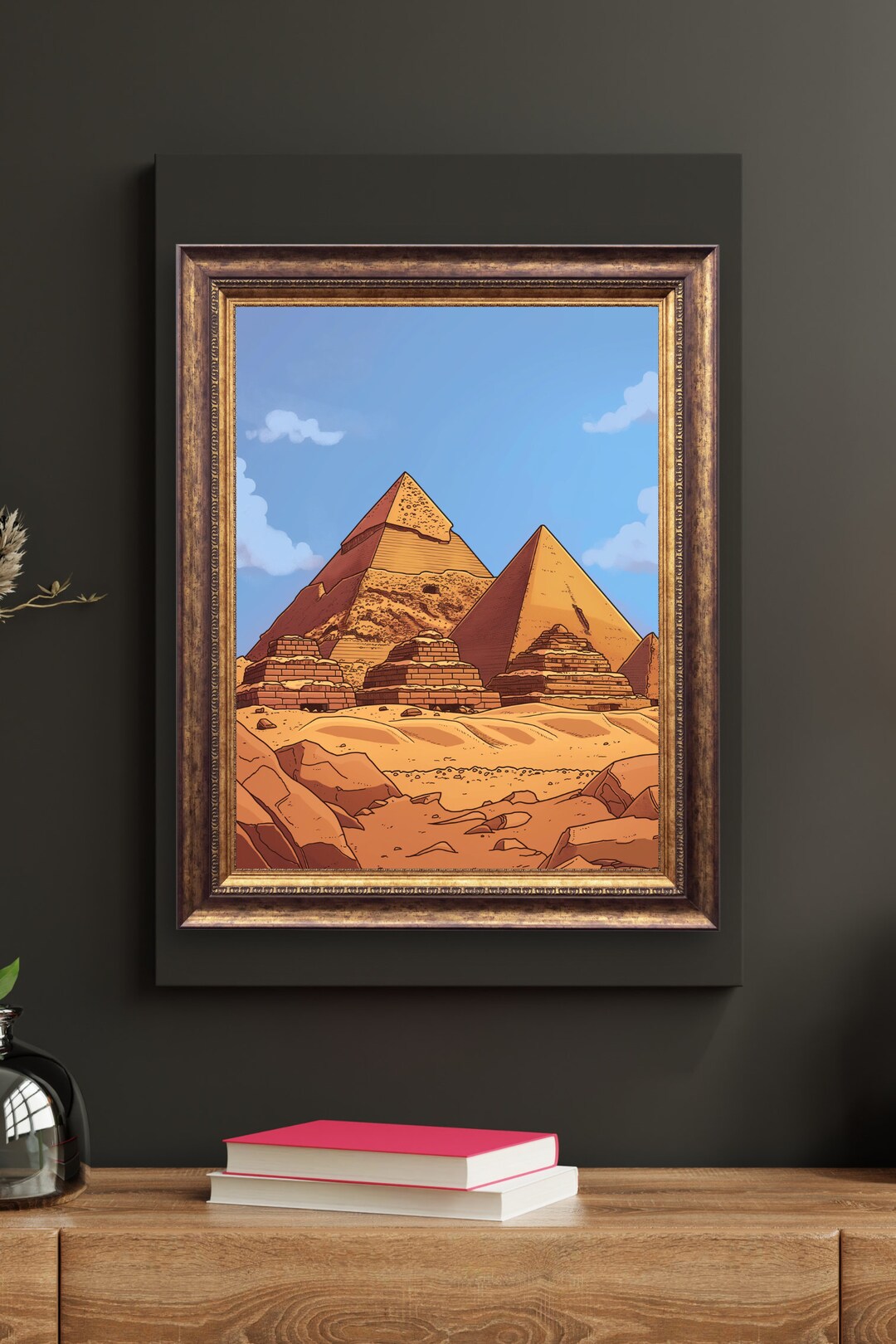 Pyramids of Giza Egypt Cartoon Style Digital Product Print Art Wall Art ...