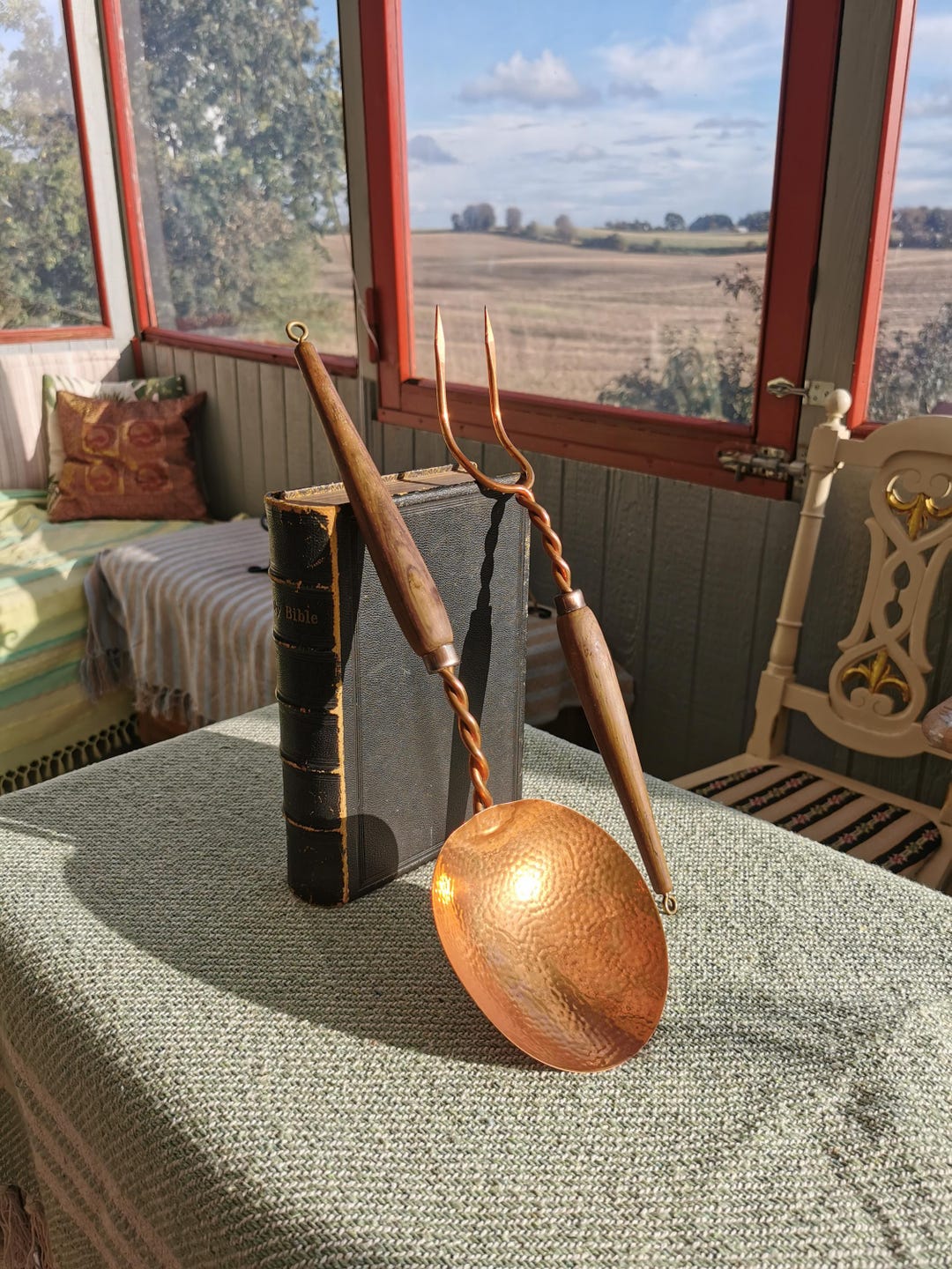 Vintage Copper Utensils | Wooden Handles - Hand Crafted - Great ...