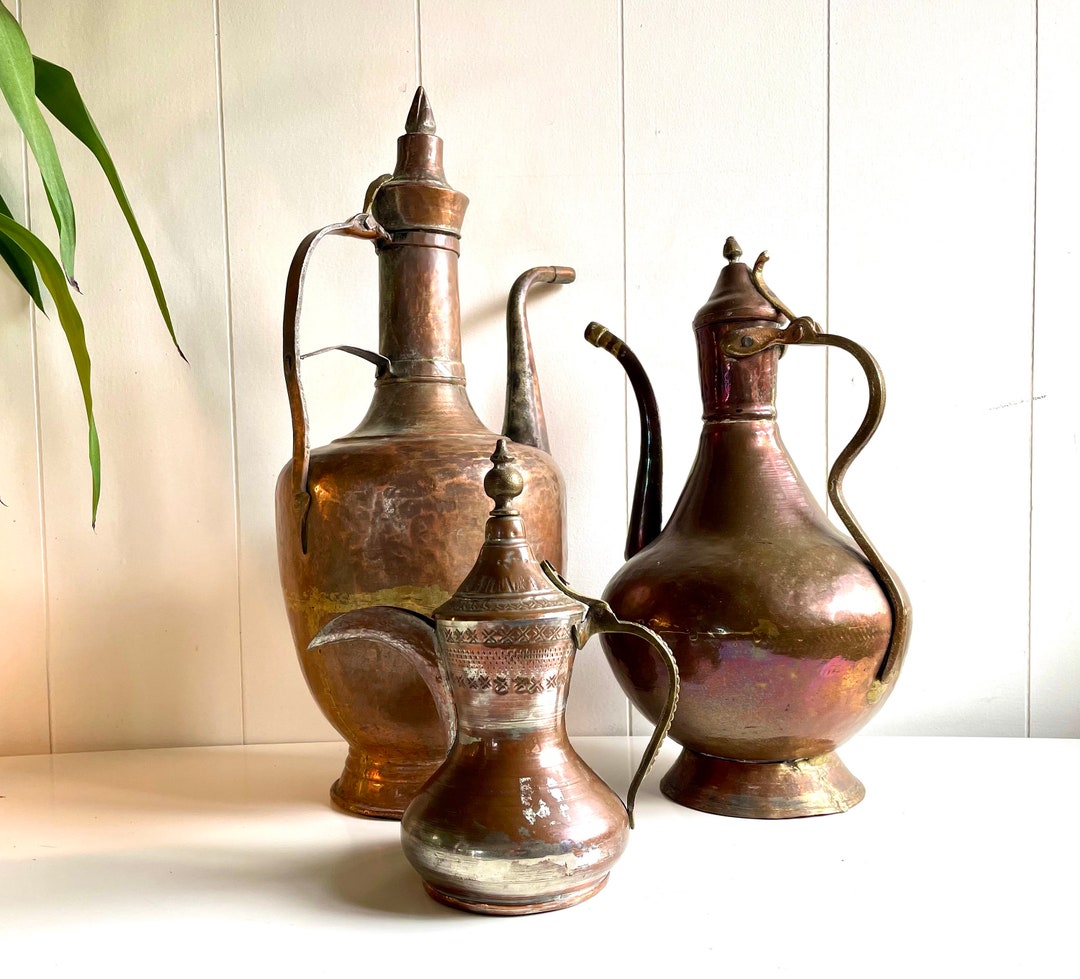 Antique Ottoman Imperial Copper Ibriks (pitchers). Rare, Hand Hammered ...