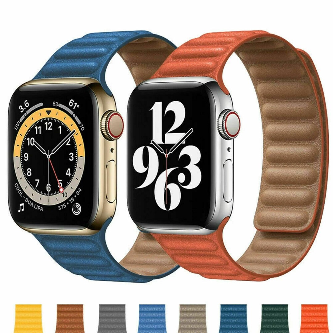 Magnetic Leather Watch Strap for Apple Watch Series 4/5/6/7/8/9/SE ...