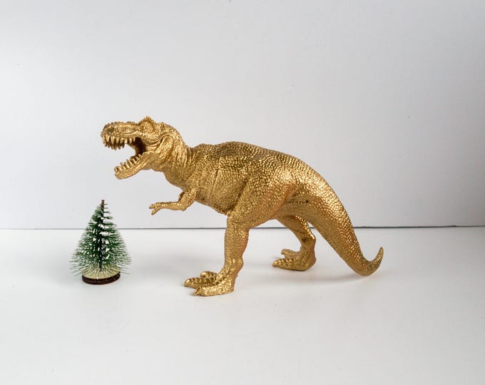 Tyrannosaurus Rex Dinosaur Ornament: Gold T-rex Figure, Christmas Gift ...
