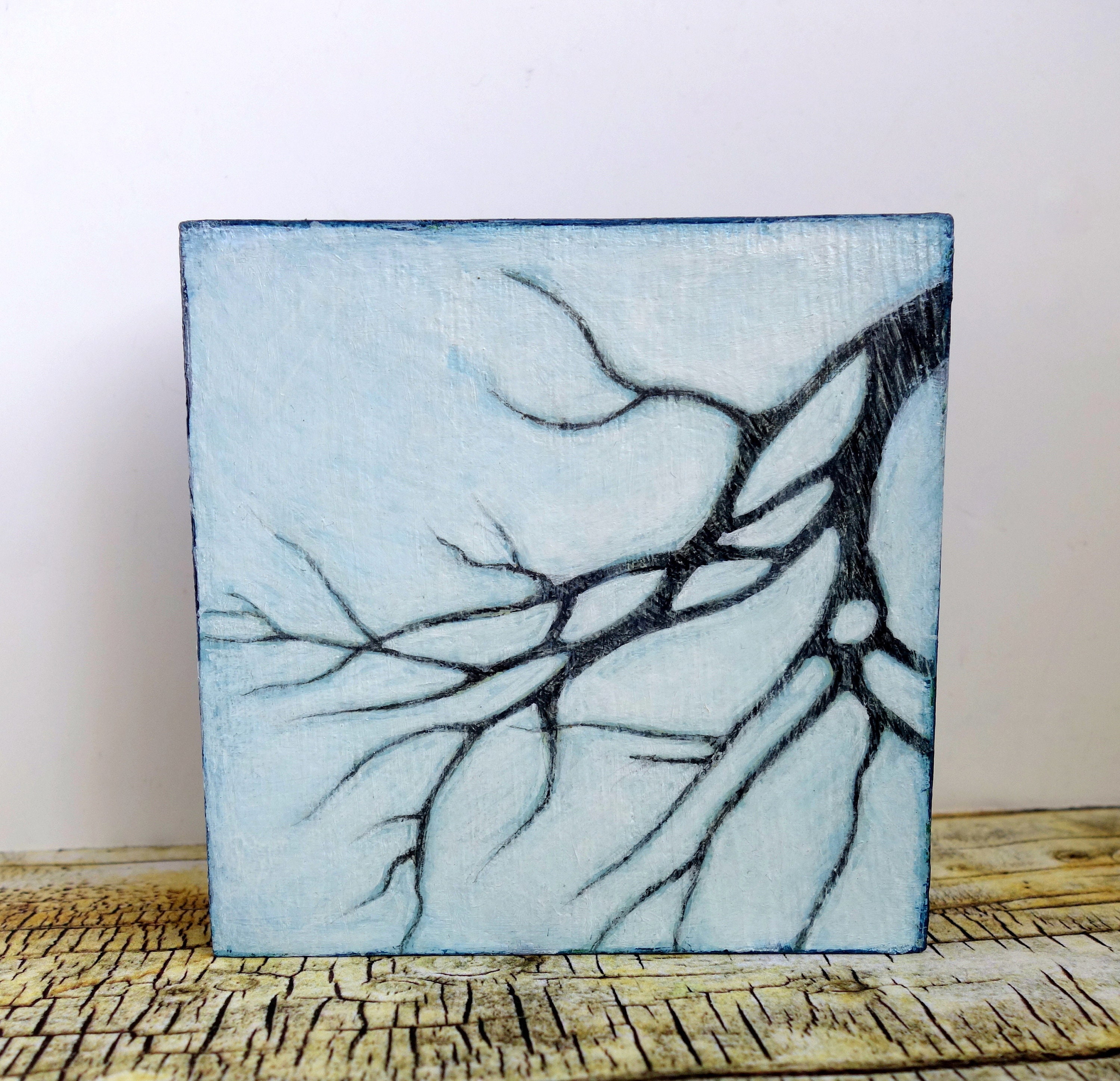 Tree painting: Original contemporary art on wood block pale | Etsy