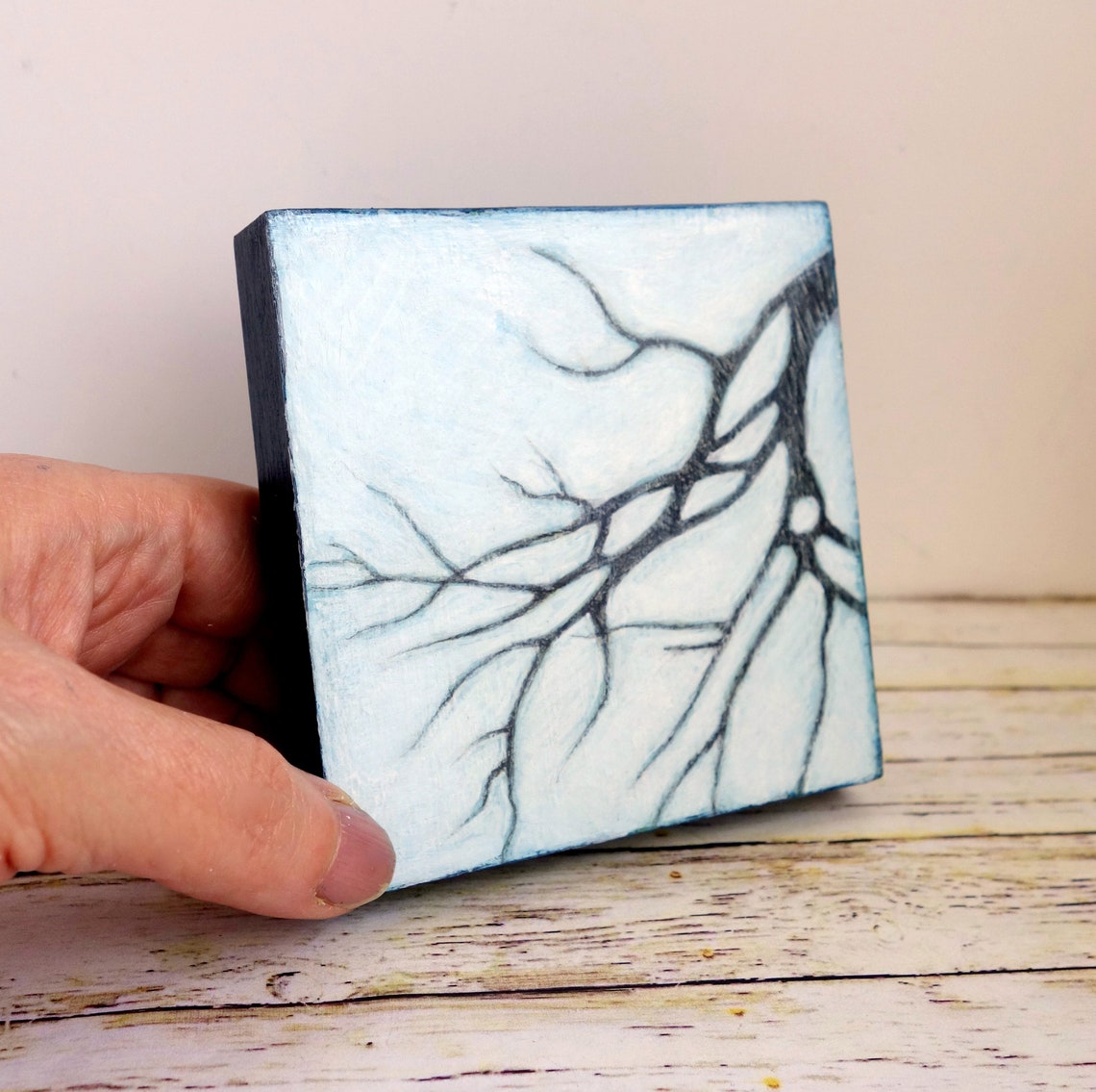 Tree painting: Original contemporary art on wood block pale | Etsy