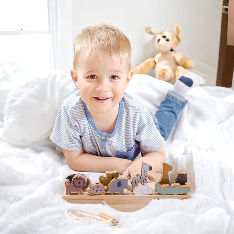 Animal Threading Seesaw Toys Montessori Wooden, Montessori Hands-on ...