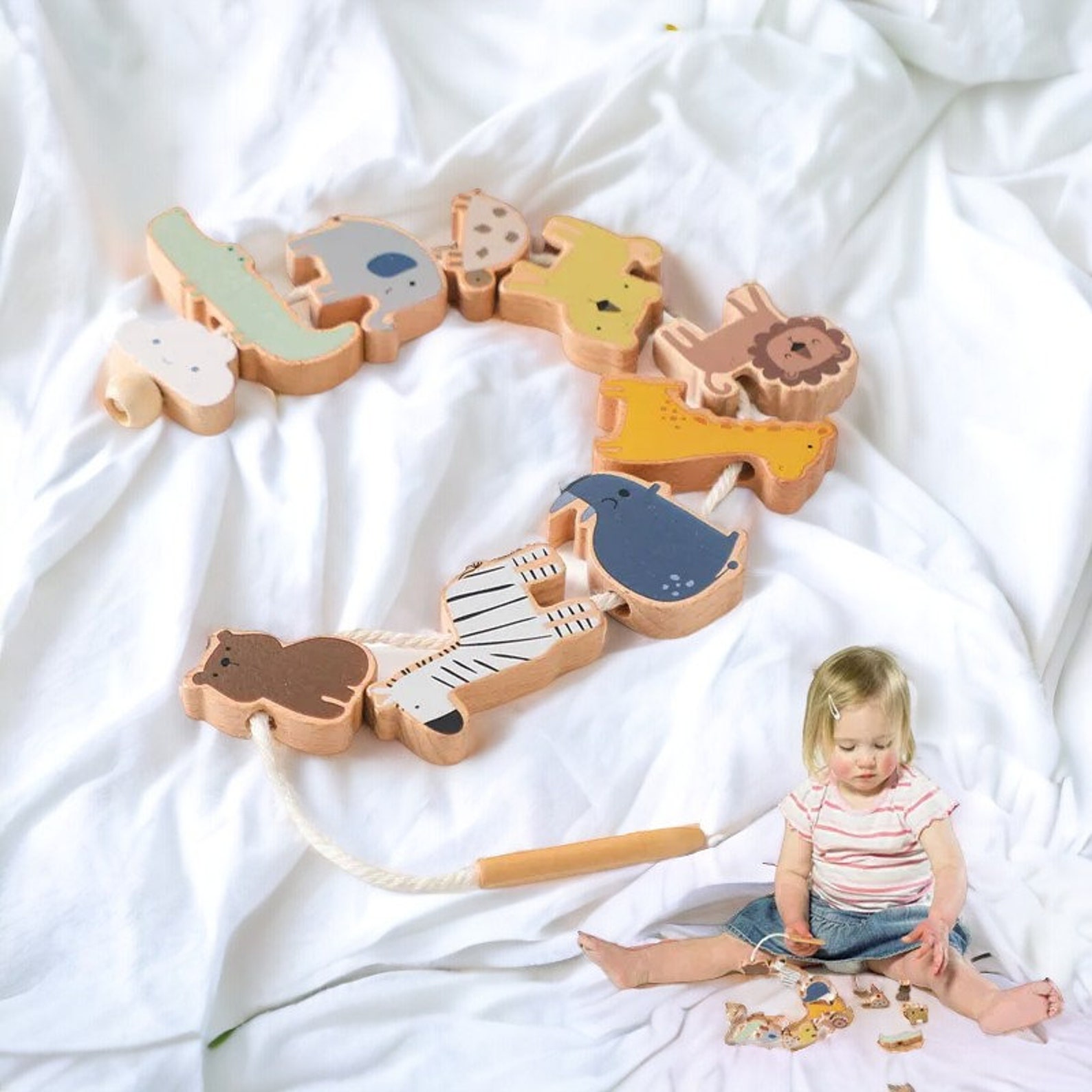 Animal Threading Seesaw Toys Montessori Wooden, Montessori Hands-on ...