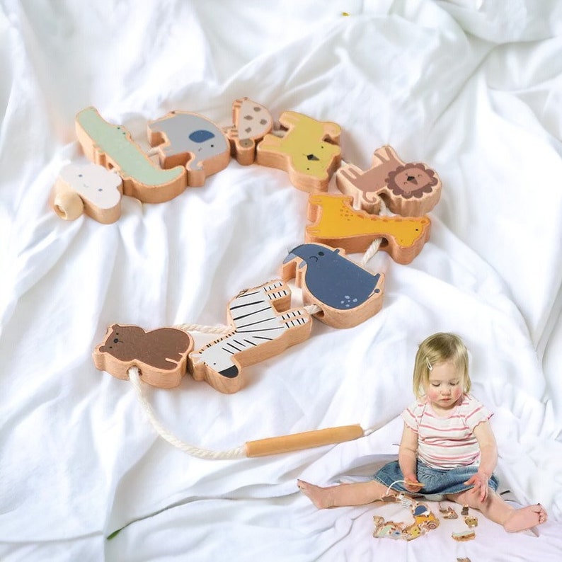 Animal Threading Seesaw Toys Montessori Wooden, Montessori Hands-on ...