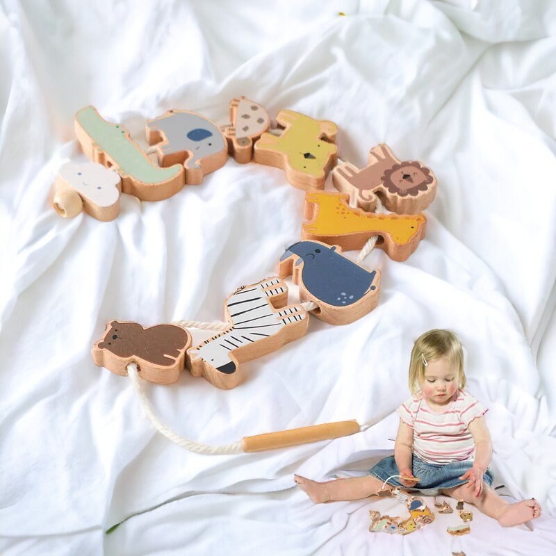 Animal Threading Seesaw Toys Montessori Wooden, Montessori Hands-on ...