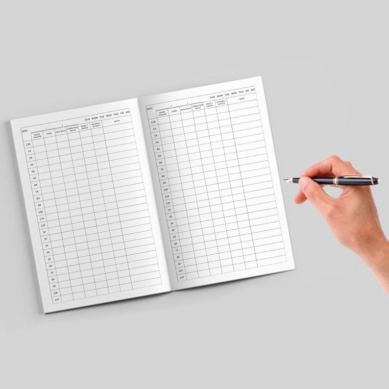 Insulin Bolus Log Book Vine Diabetes Blood Sugar Journal Sugar Sheets ...