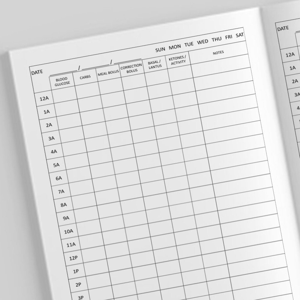 Insulin Bolus Log Sheets Print at Home - Etsy
