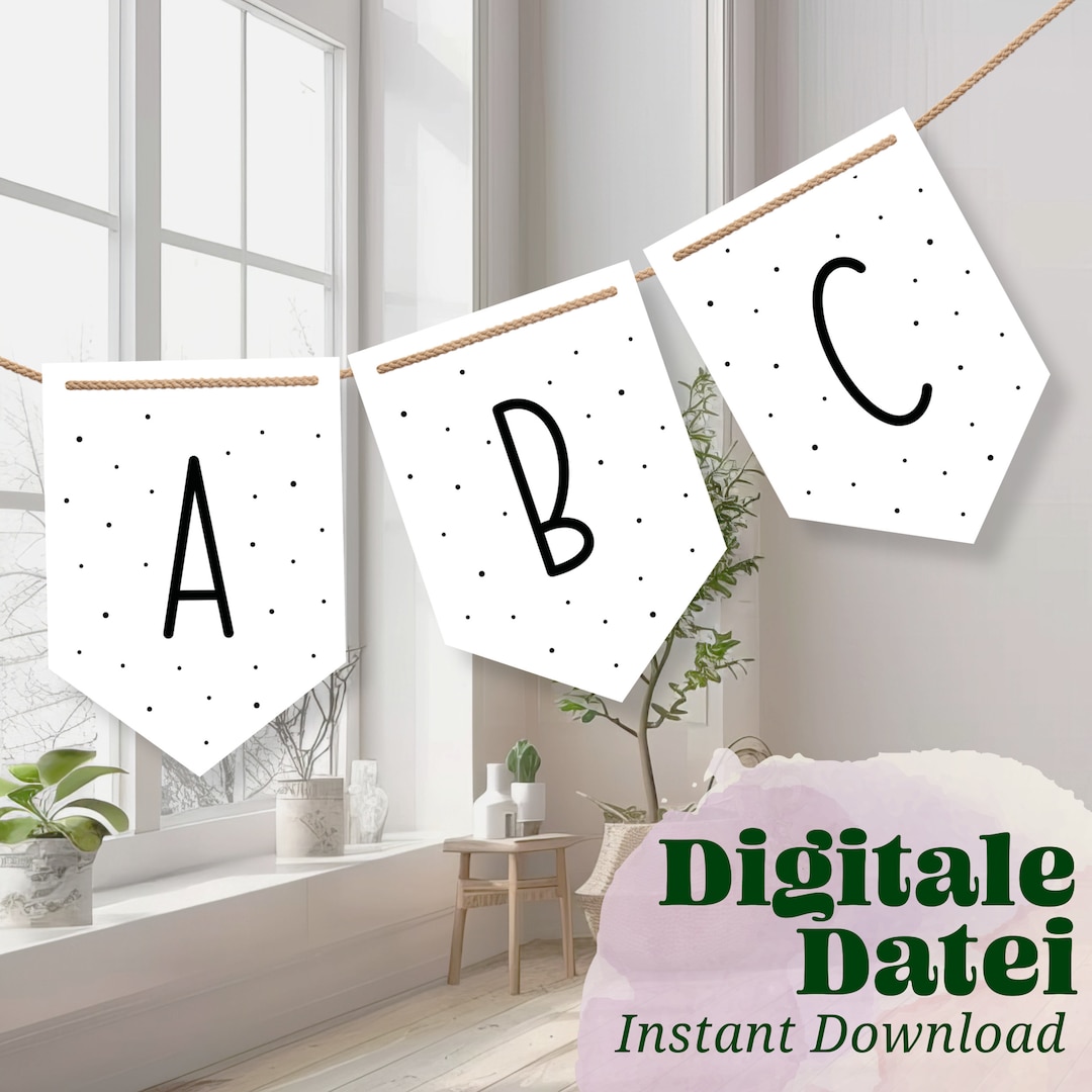Template abc Alphabet Lettering Pennant Chain, Digital Product for ...