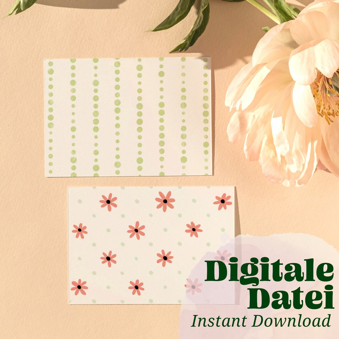 Printable Greeting Card Template, Hand-drawn Patterns, Mini Folding ...
