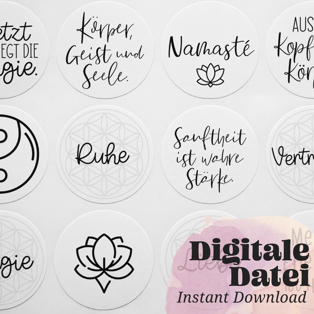 Round Stickers 40 Mm namaste / Mantra, Digital Product to Print on ...