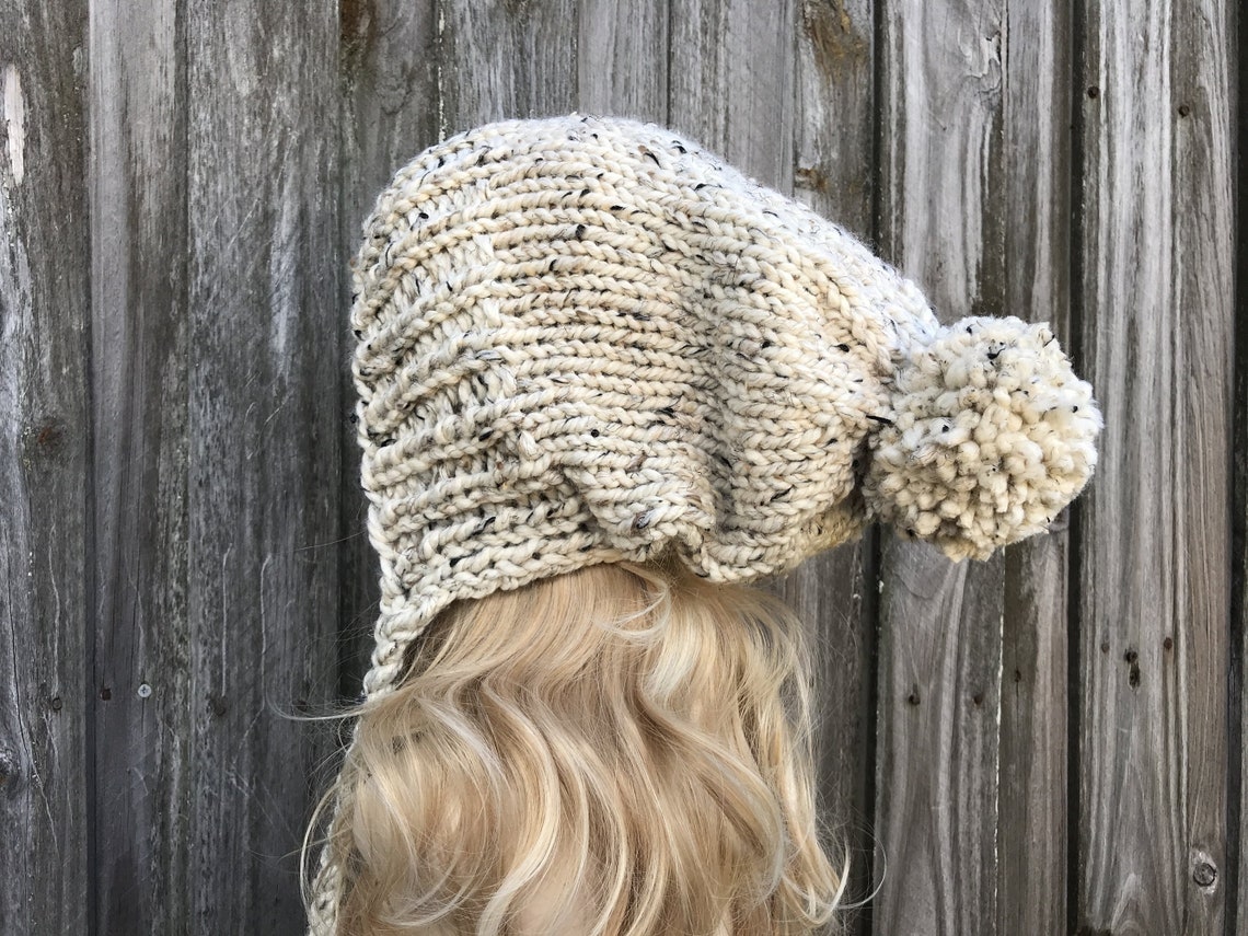 Extra Long Slouchy Hat, Chunky Knit Hat, Womens Hat, Mens Hat, Knit ...