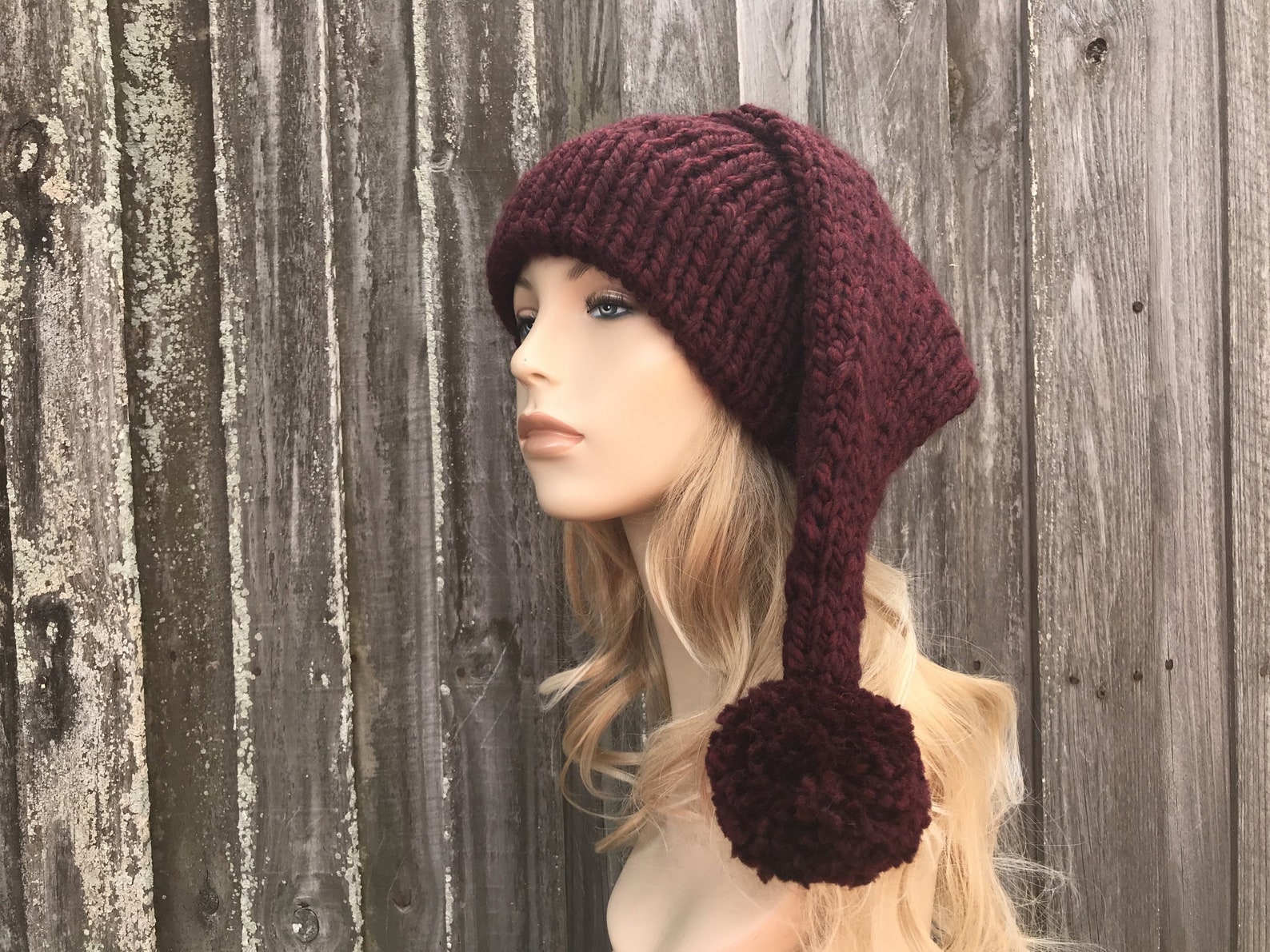 Santa Hat, Stocking Cap, Stocking Hat, Christmas Hat, Chunky Knit Hat ...