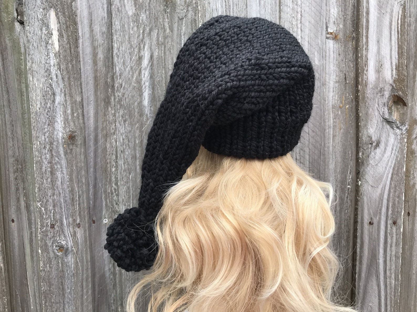 Black Santa Hat Stocking Cap Stocking Hat Christmas Hat - Etsy