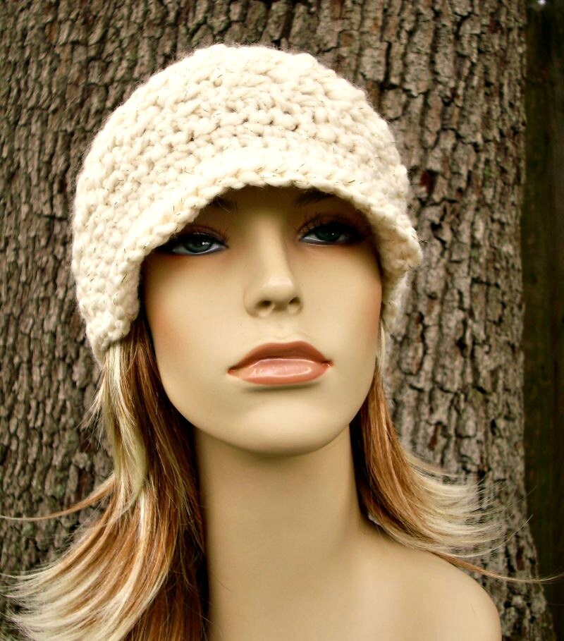 Chunky Crochet Hat with Brim Womens Hat Winter Hat Newsboy | Etsy