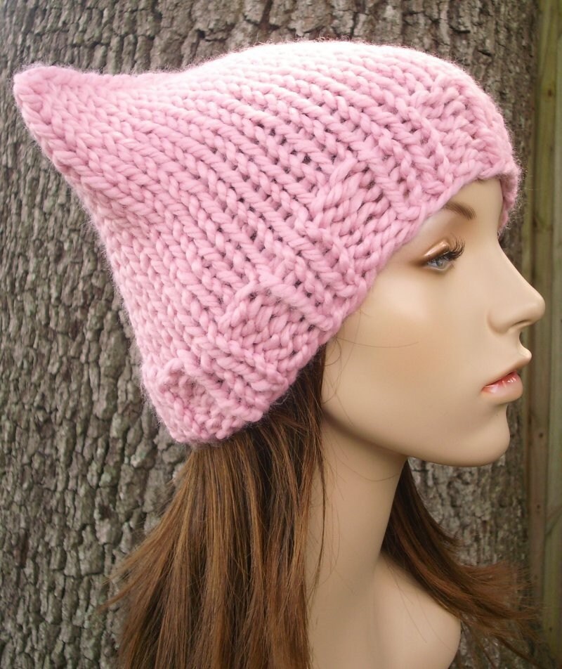 Pink Pussyhat Pink Pussy Hat Pink Cat Hat Chunky Knit Hat Etsy