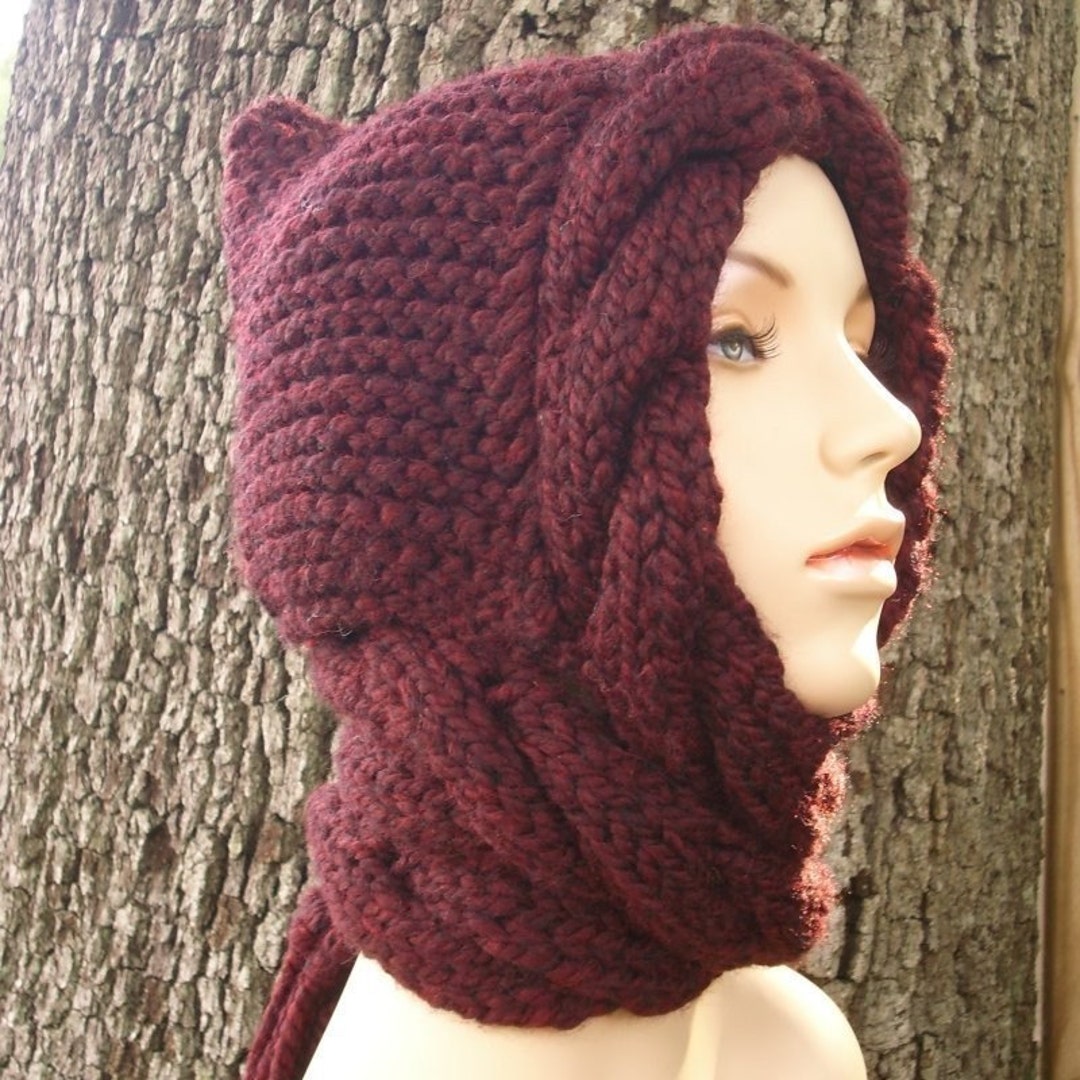 Custom Color Chunky Knit Hooded Scarf Cable Scarf Hood - Etsy