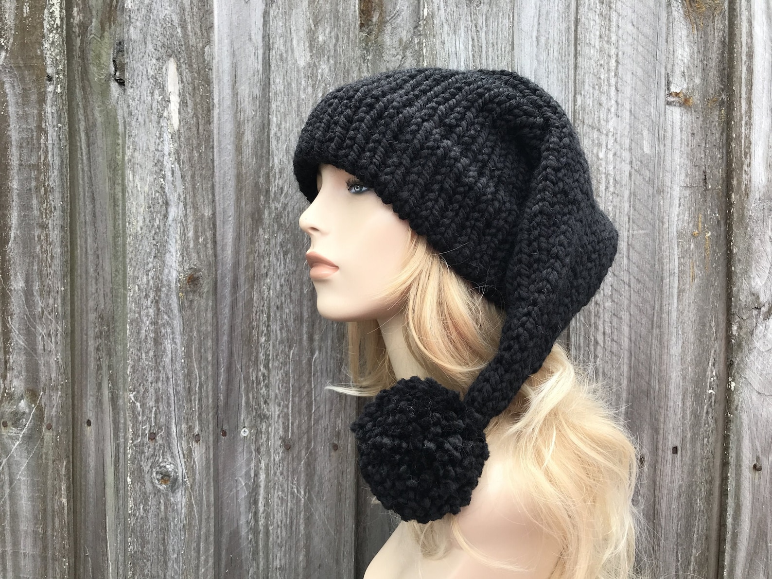 Black Santa Hat Stocking Cap Stocking Hat Christmas Hat - Etsy