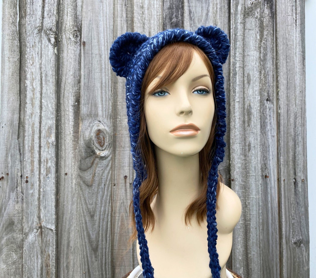 Bear Ear Hat, Bear Bonnet, Adult Bonnet, Chunky Crochet Hat, Crochet ...